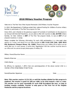 2018 Military Voucher - First Tee - Virginia Peninsula
